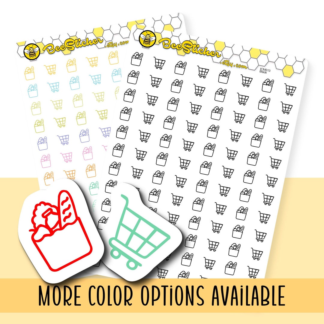 Grocery Mix Icon Stickers | Choose From 2 Shapes and Multiple Colors ...
