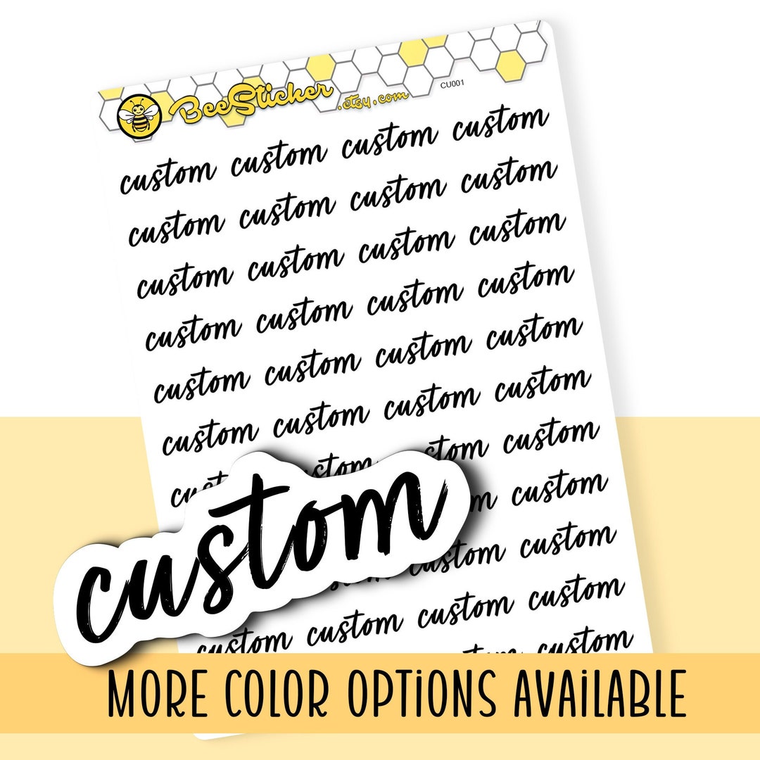 Custom Mini Script Word Stickers | Choose From Multiple Colors ...
