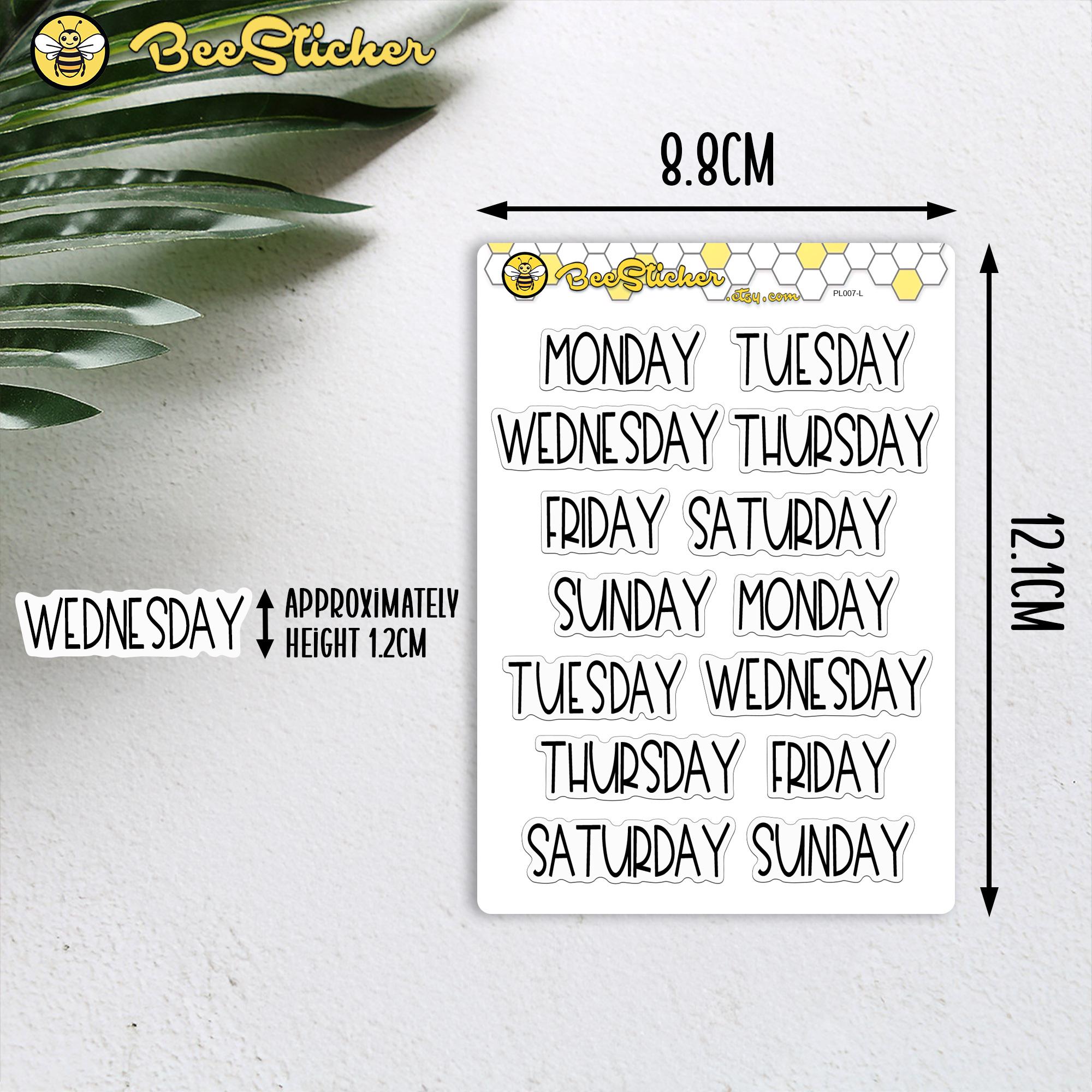 Days of the Week Stickers | Choose From Multiple Colors | Planner ...