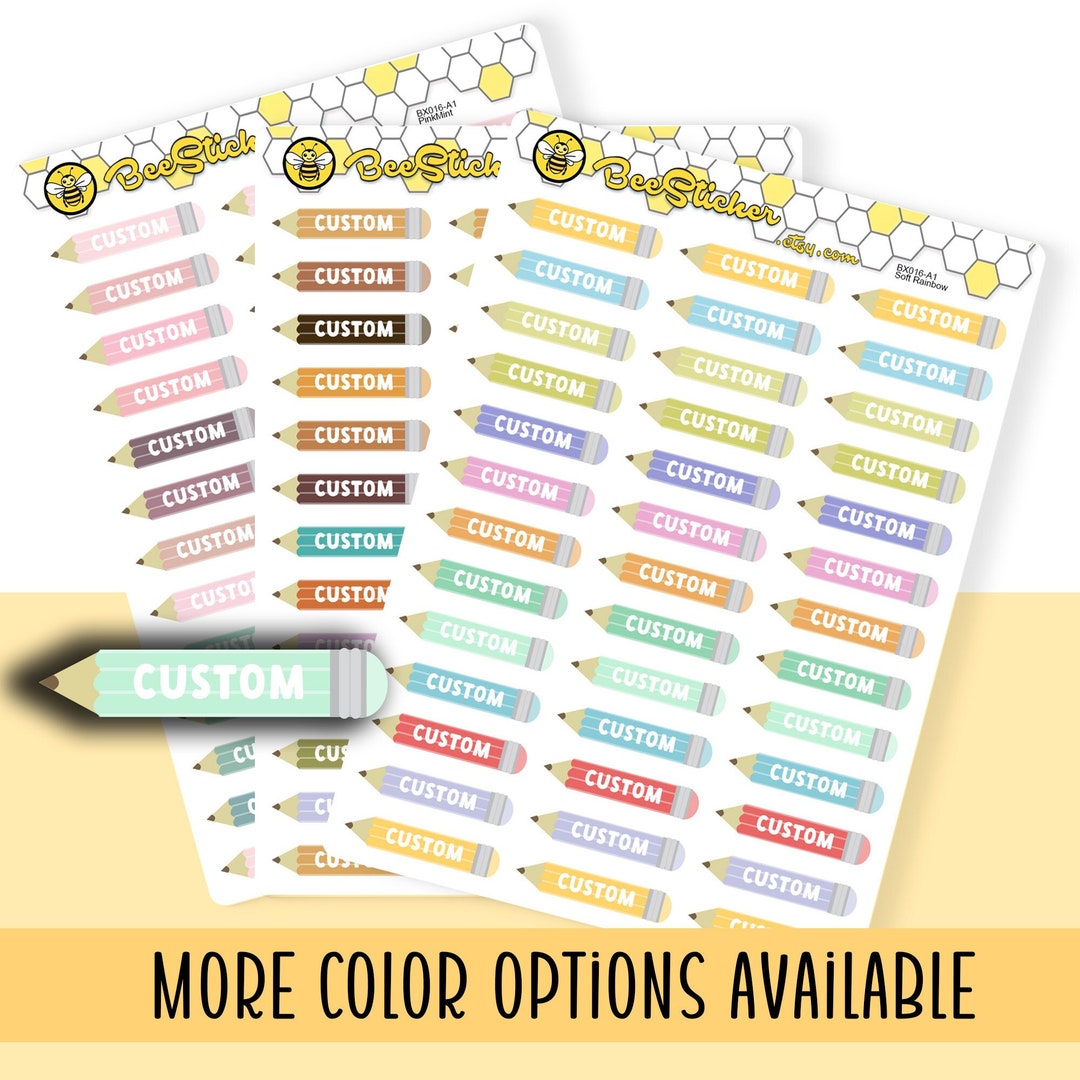 Custom Pencil Stickers | Choose From Multiple Colors | Planner Stickers ...