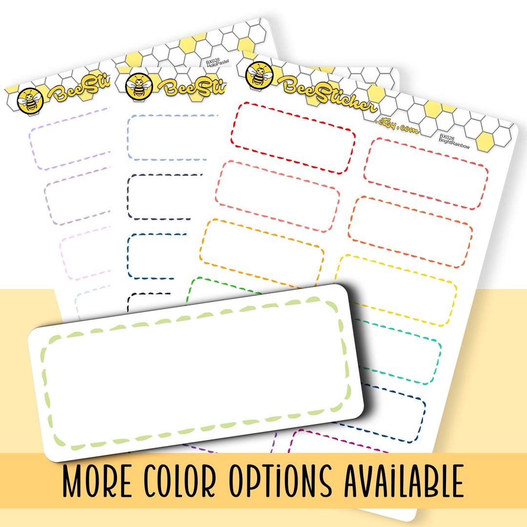 Dashed Box Sticker | Choose From Multiple Colors | Planner Stickers ...