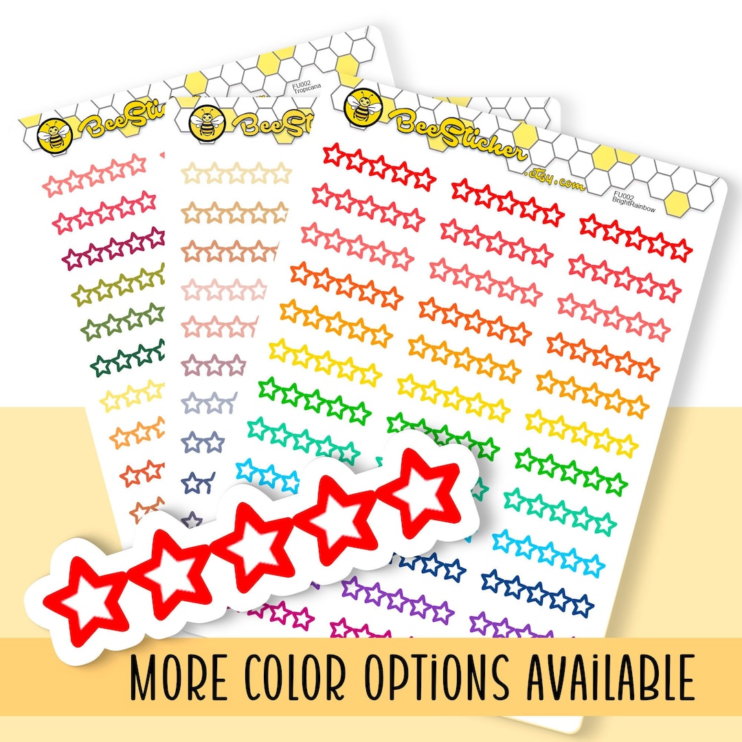 5 Star Rating Stickers | Choose From Multiple Colors | Planner Stickers ...