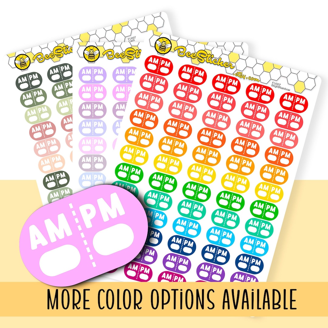 AM/PM Reminder Stickers | Choose From Multiple Colors | Planner ...