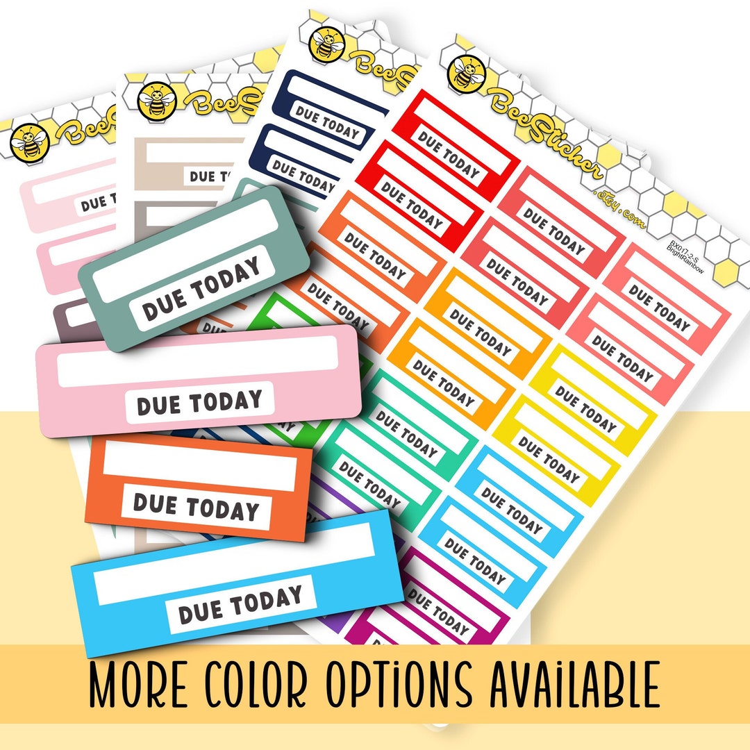 Due Today Box Stickers | Choose From 2 Sizes, 2 Shapes and Multiple ...
