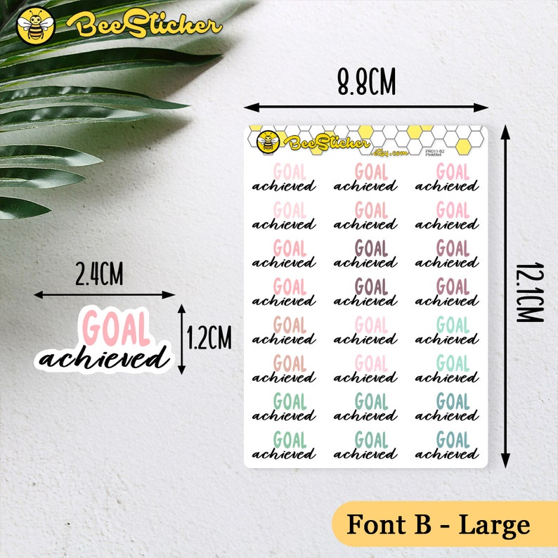 Goal Achieved Stickers | Choose From 2 Fonts and Multiple Colors ...