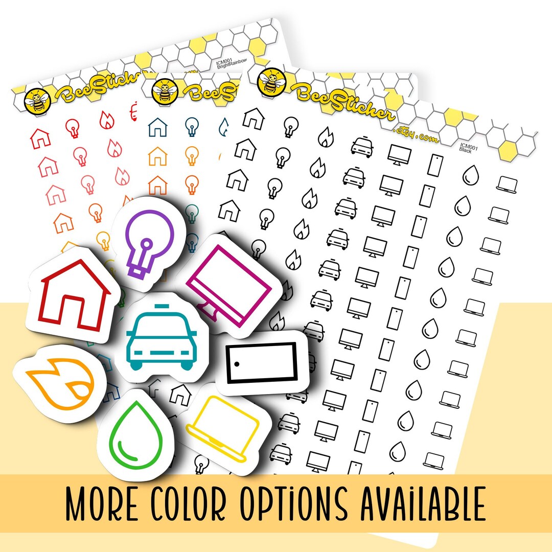 Utility Bill Mix Icon Stickers | Choose From 8 Shapes and Multiple ...