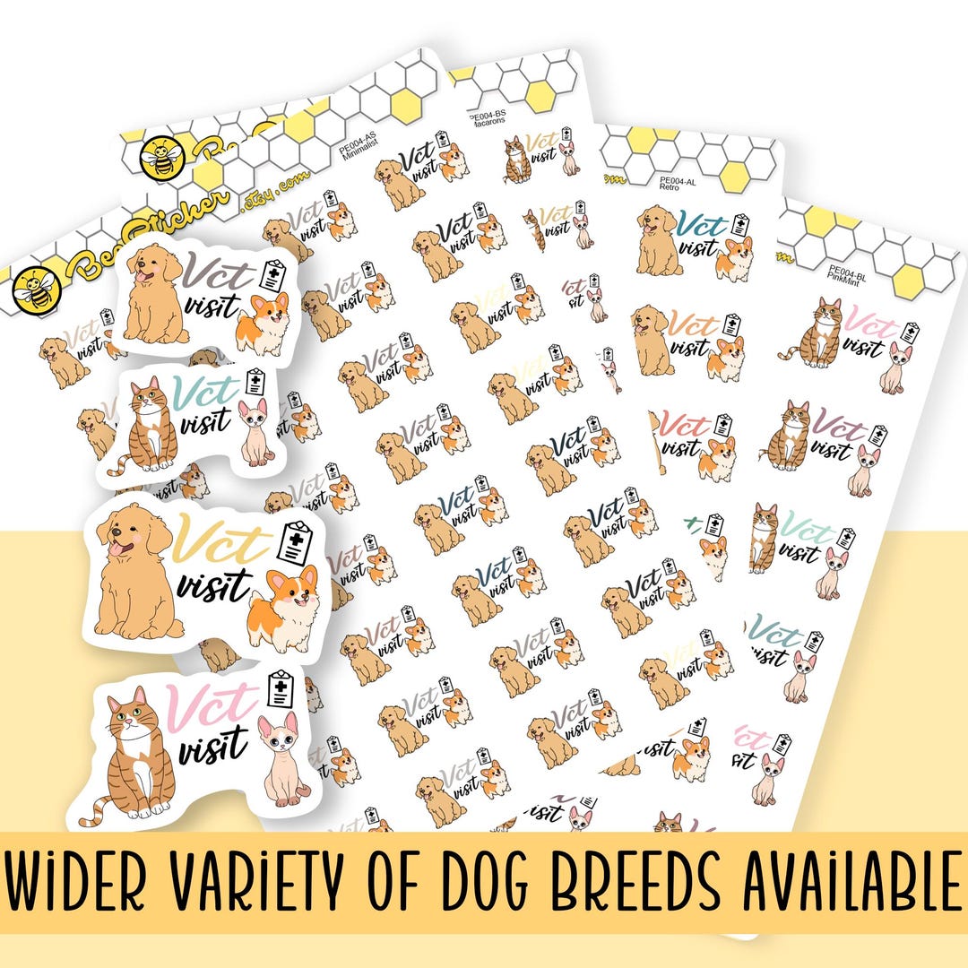 Vet Visit - Dog or Cat Planner Stickers | Choose From 2 Shapes and ...