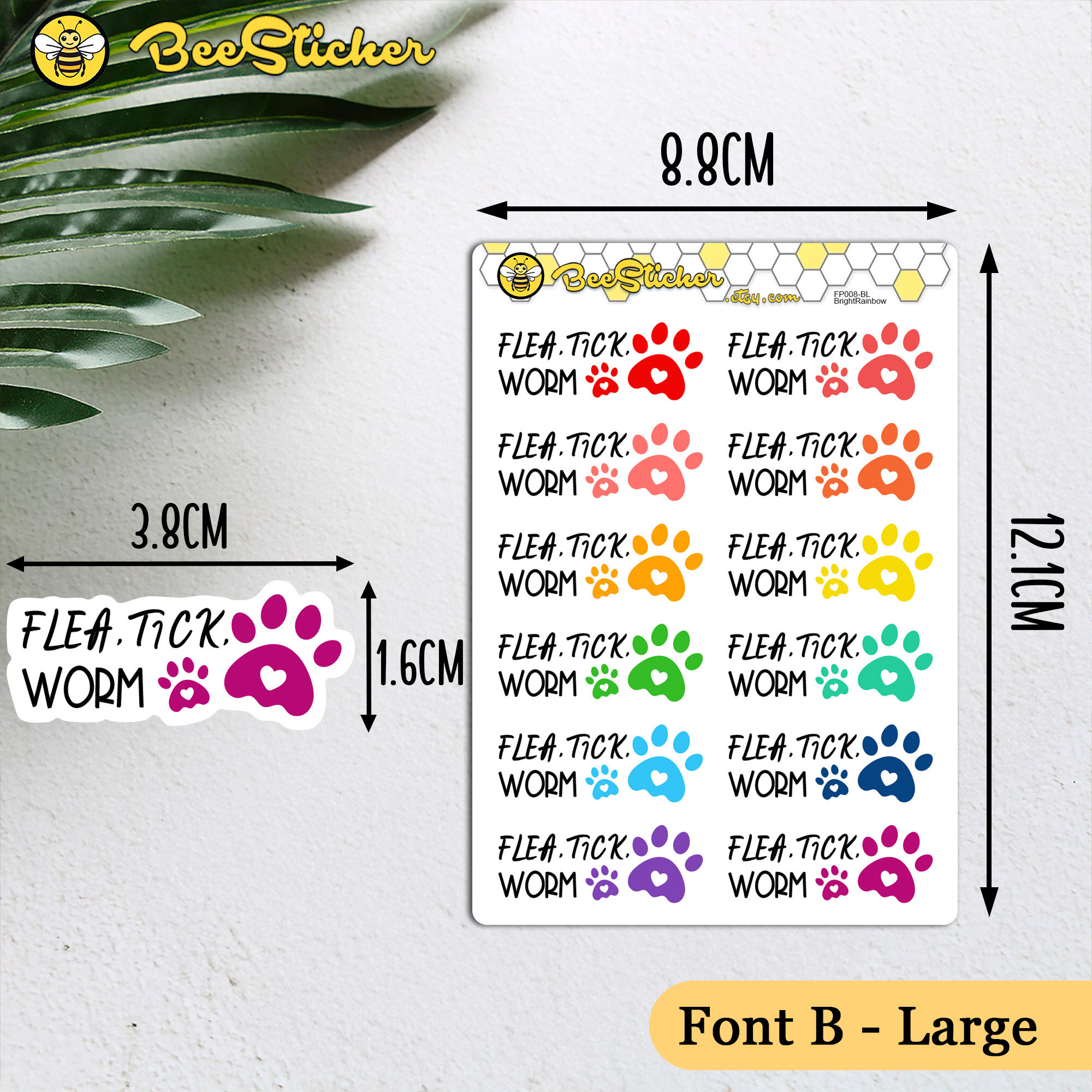 Flea Tick Worm Reminder Stickers | Choose From 2 Fonts and Multiple ...