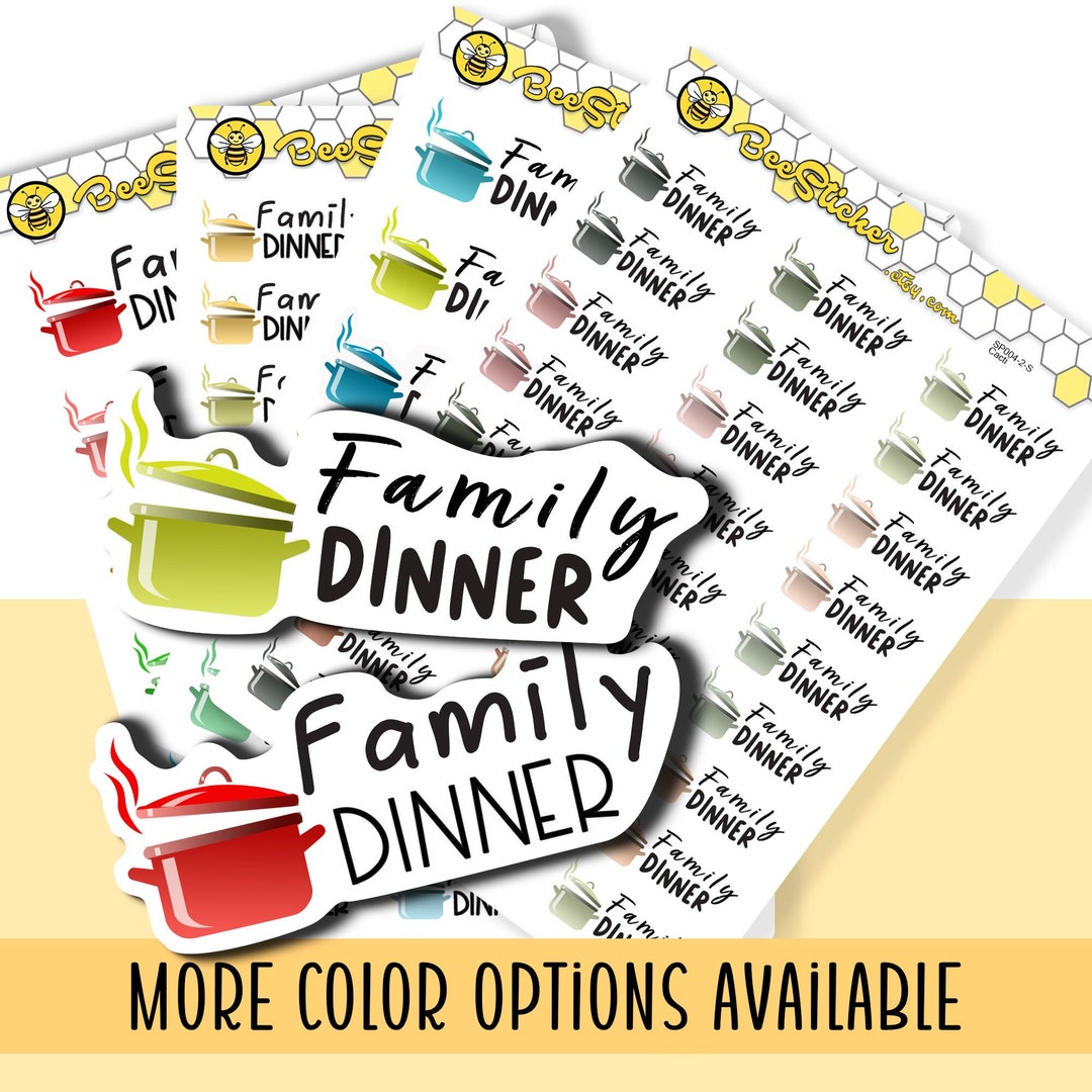 Family Dinner Stickers | Choose From 2 Fonts and Multiple Colors ...