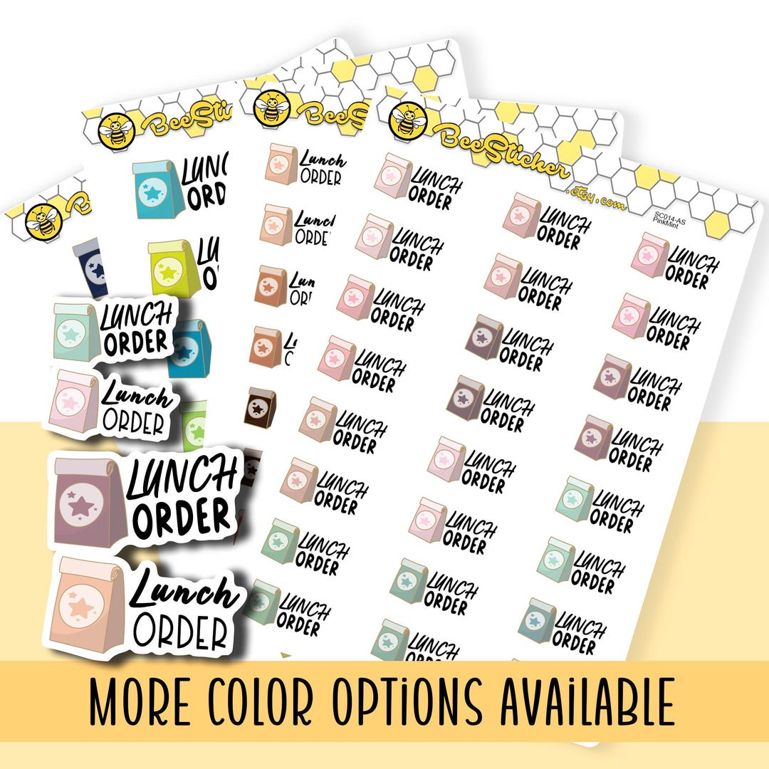 Lunch Order Planner Stickers | Choose From 2 Fonts and Multiple Colors ...