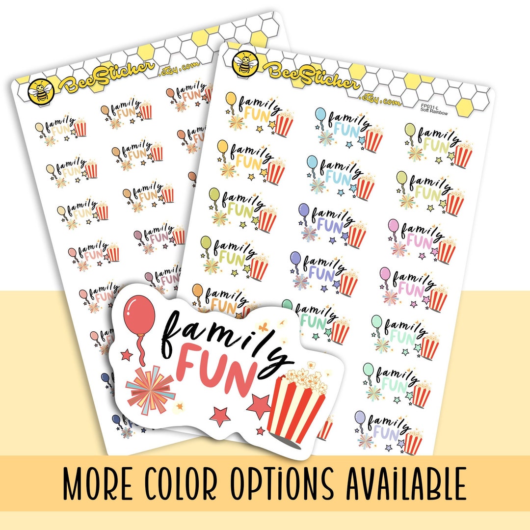 Family Fun Planner Stickers | Choose From Multiple Colors | Planner ...