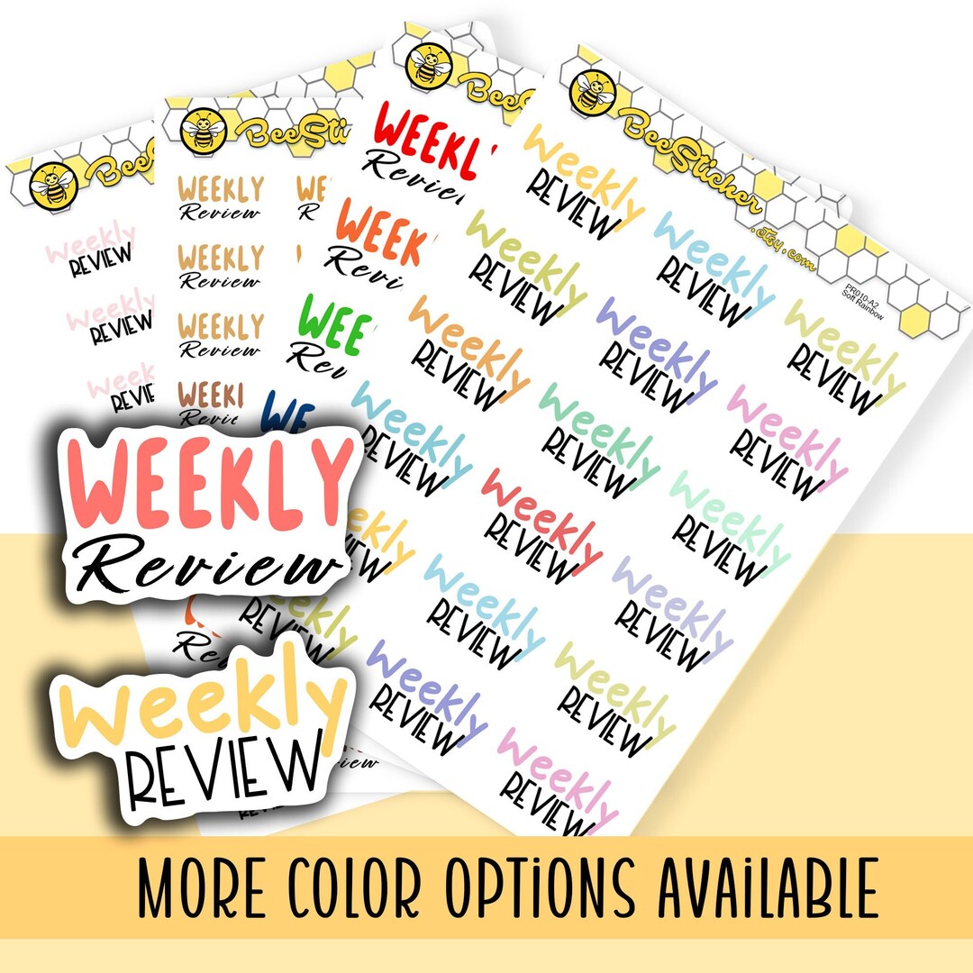 Weekly Review Stickers | Choose From 2 Fonts and Multiple Colors ...