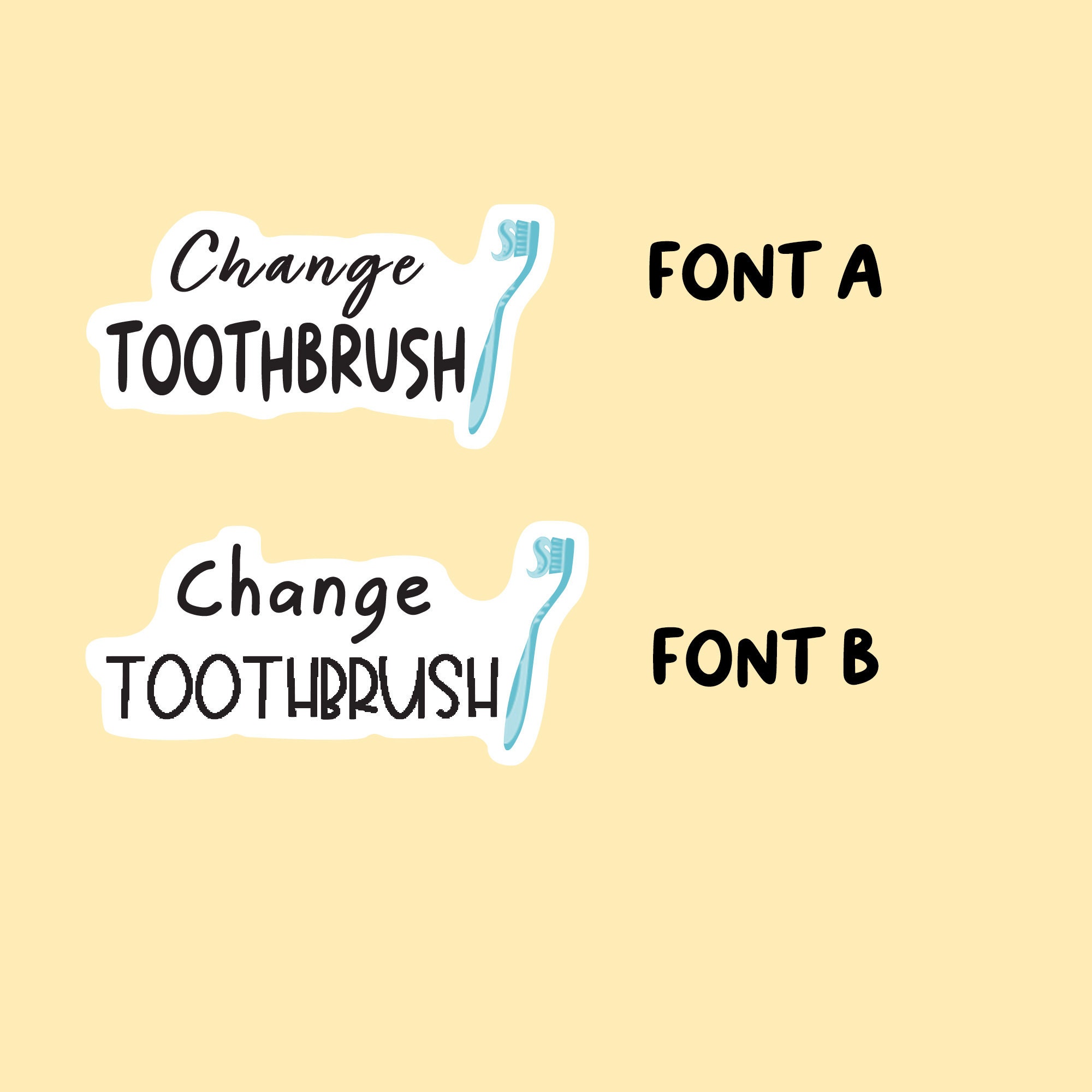 Change Toothbrush Stickers Choose From 2 Fonts and Multiple Colors ...
