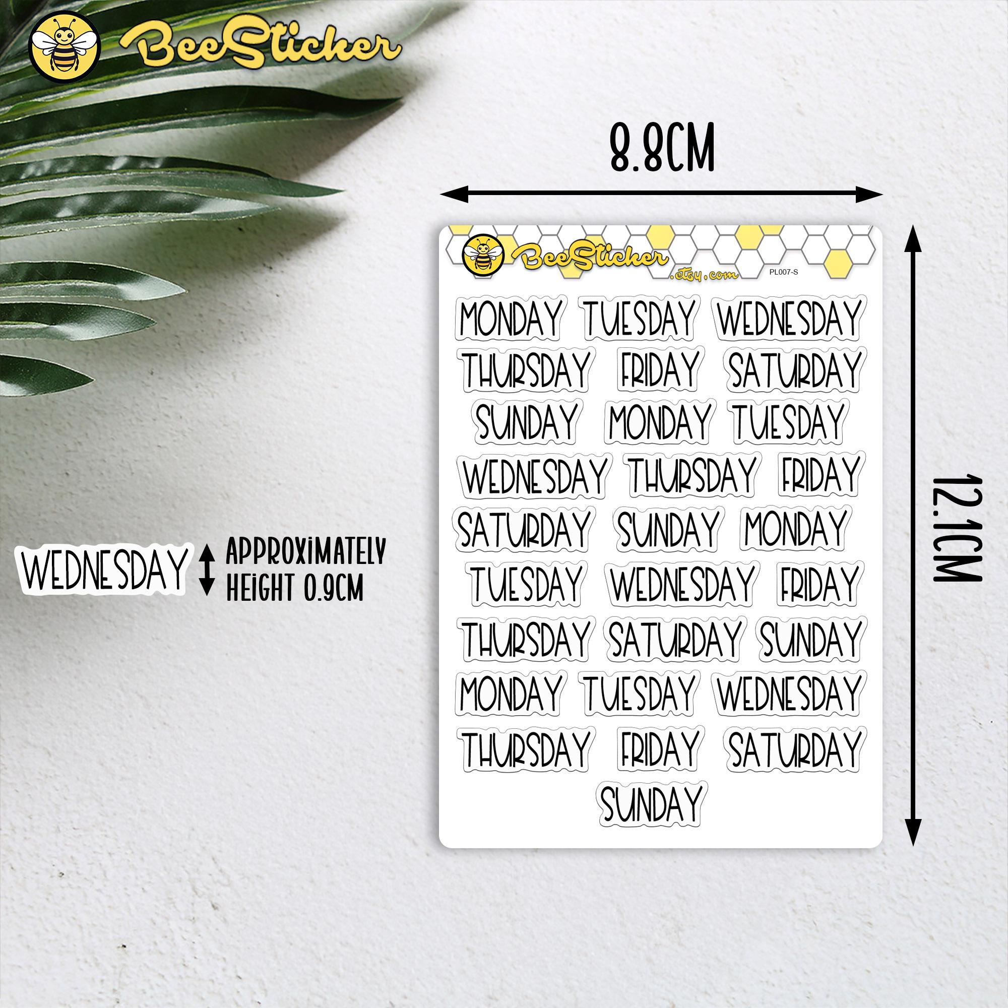 Days of the Week Stickers | Choose From Multiple Colors | Planner ...