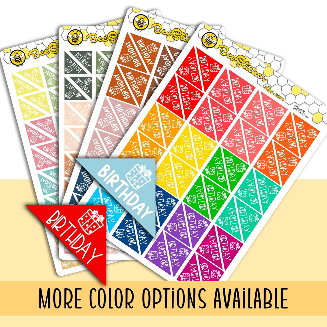 Birthday Reminder Stickers | Choose From Multiple Colors | Planner ...