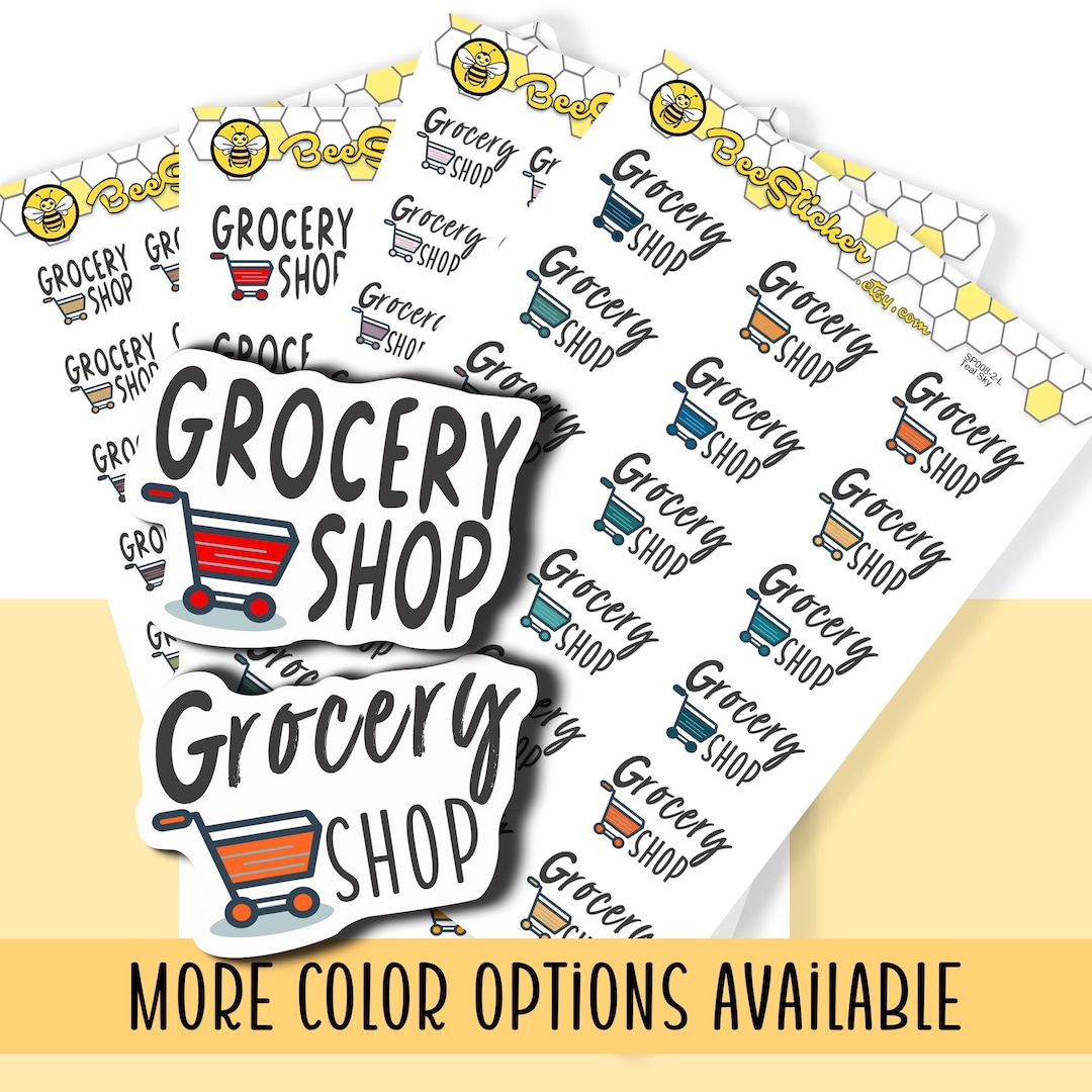 Grocery Shop Stickers | Choose From 2 Fonts and Multiple Colors ...