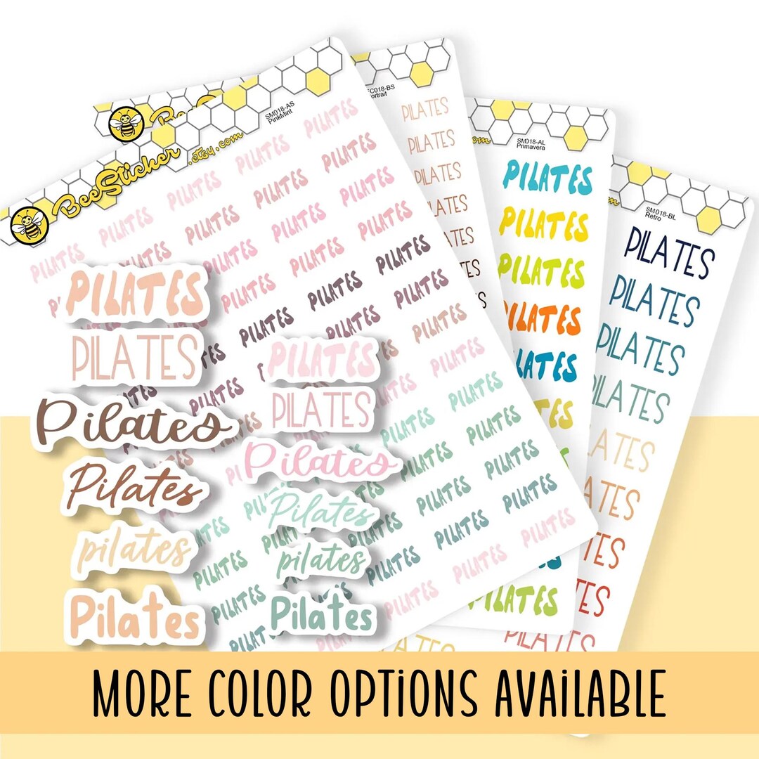 Pilates Stickers | Choose From 6 Fonts and Multiple Colors | Planner ...