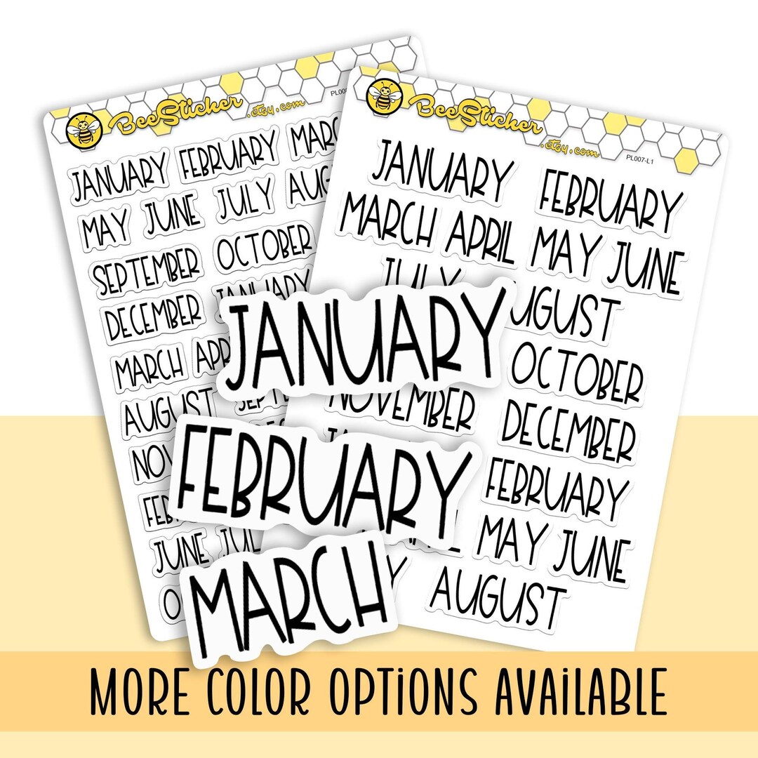 Mini Months of the Year Stickers | Choose From Multiple Colors ...