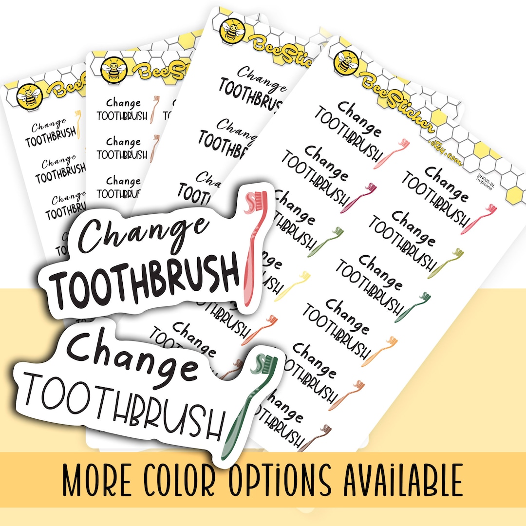 Change Toothbrush Stickers | Choose From 2 Fonts and Multiple Colors ...