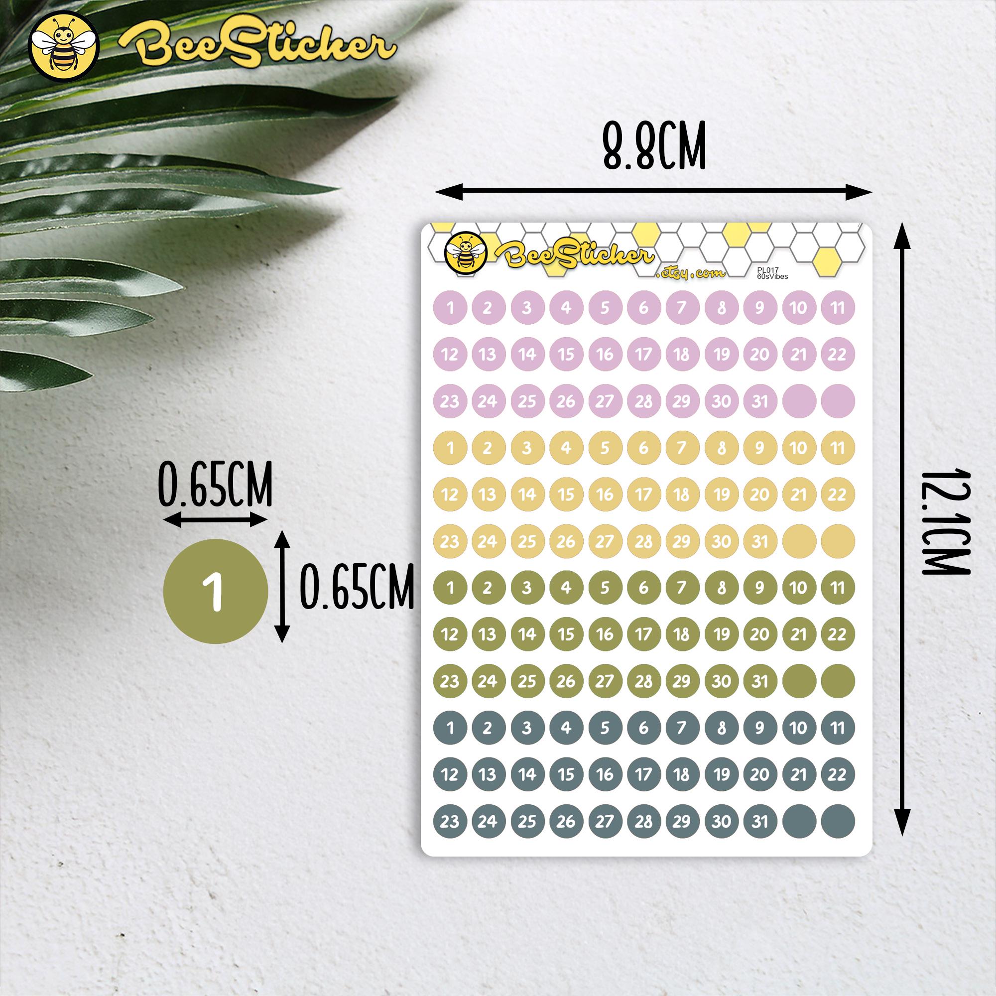 A Year of Date Dots Stickers | Choose From Multiple Colors | Planner ...