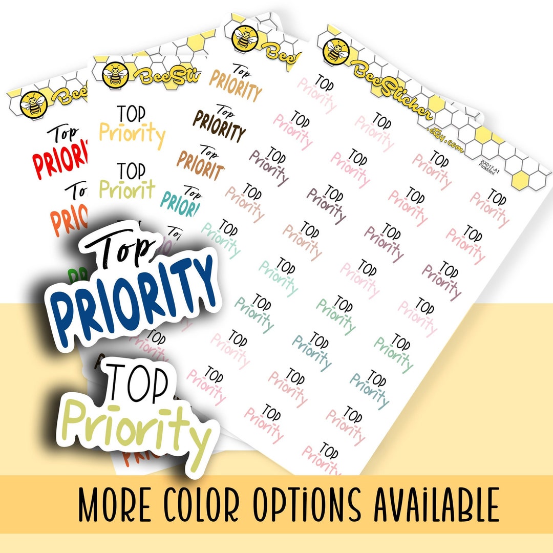 Top Priority Stickers | Choose From 2 Fonts and Multiple Colors ...
