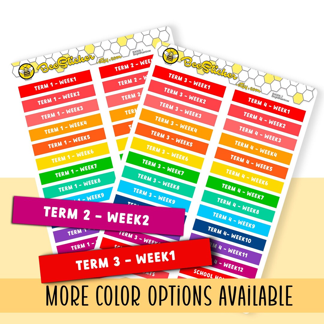 School Term Header Stickers | Choose From Multiple Colors | Planner ...