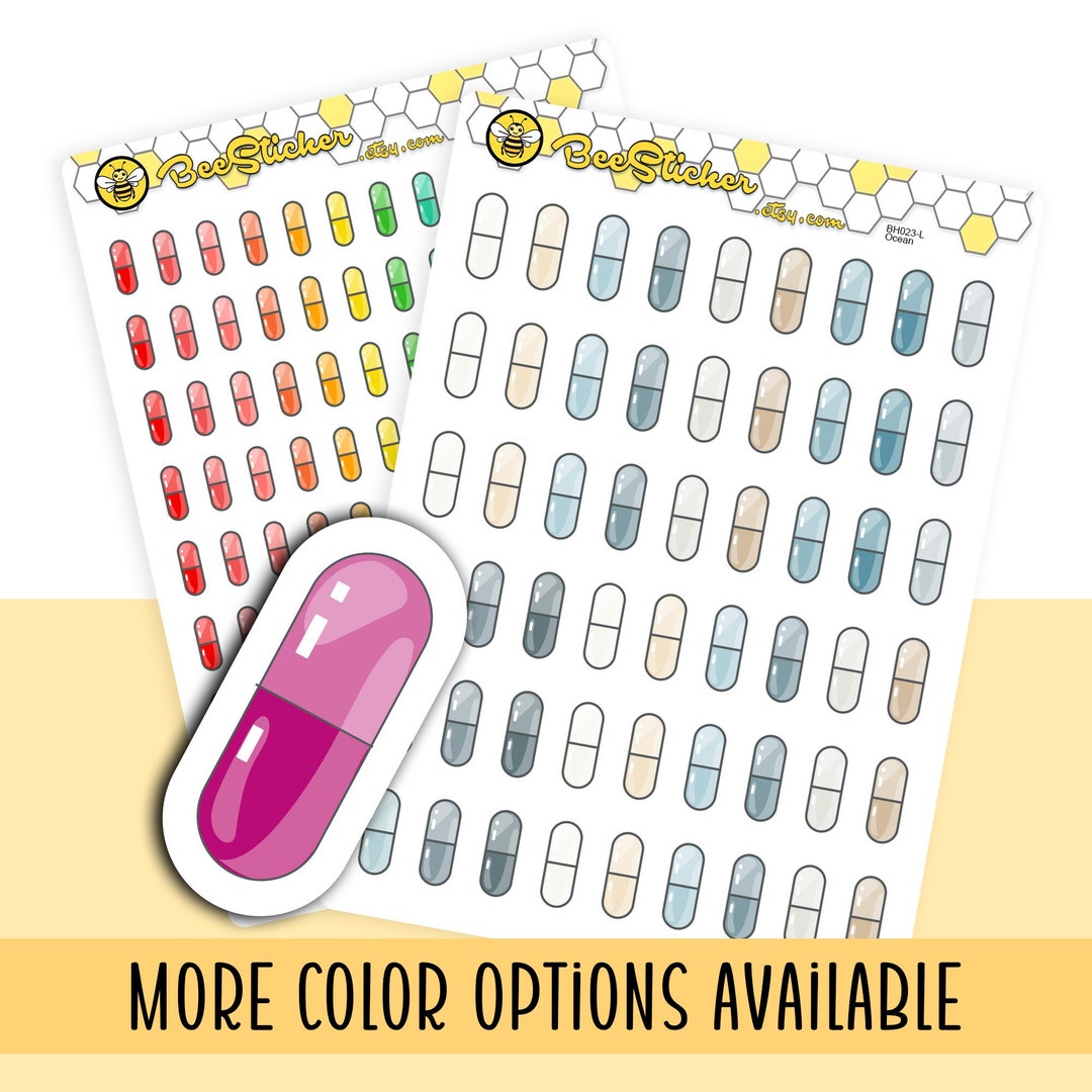 Medicine Capsule Stickers | Choose From Multiple Colors | Planner ...