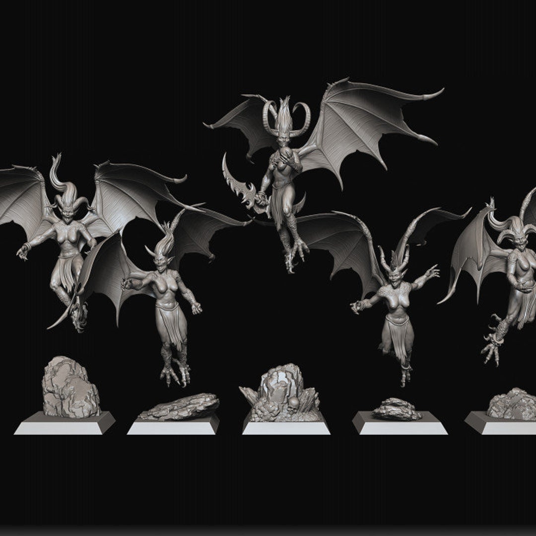 Harpy Unit / Raven Twins / Resin / Miniatures / Dnd / Fantasy / Wargame ...