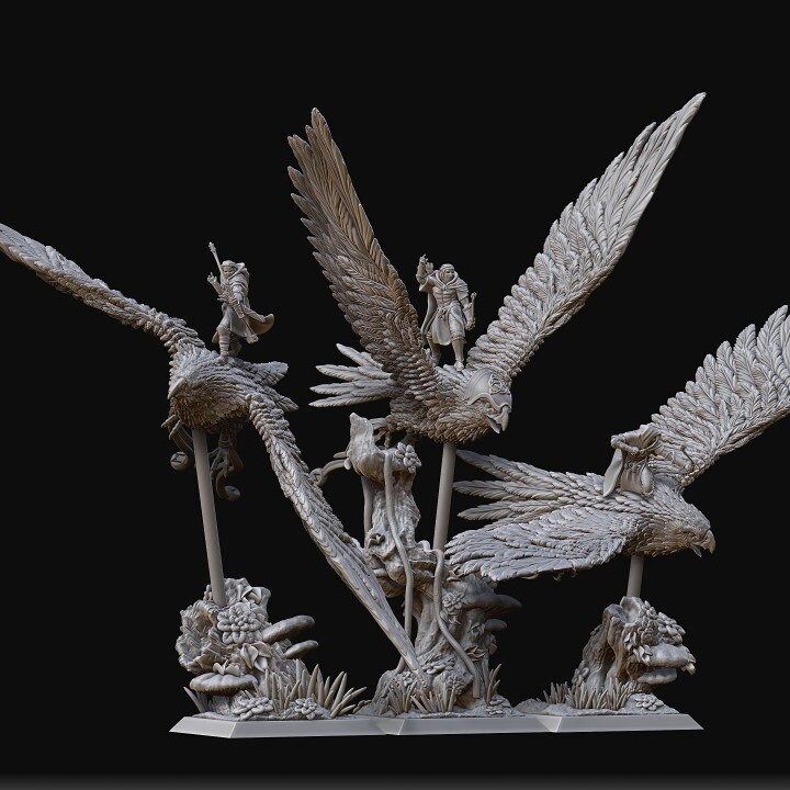 Hawk Riders / Raven Twins / Resin / Miniatures / Dnd / Fantasy / Wargame - Etsy