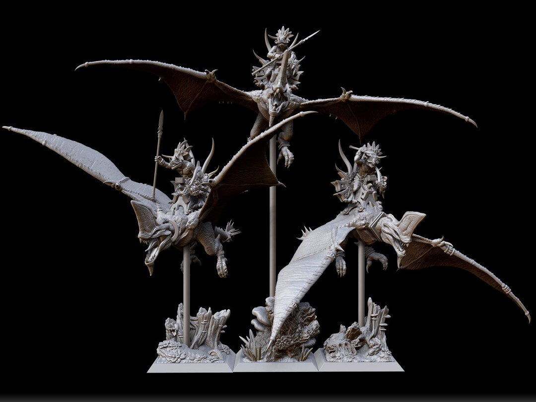 Ramphodon Riders / Raven Twins / Resin / Miniatures / Dnd / Fantasy ...