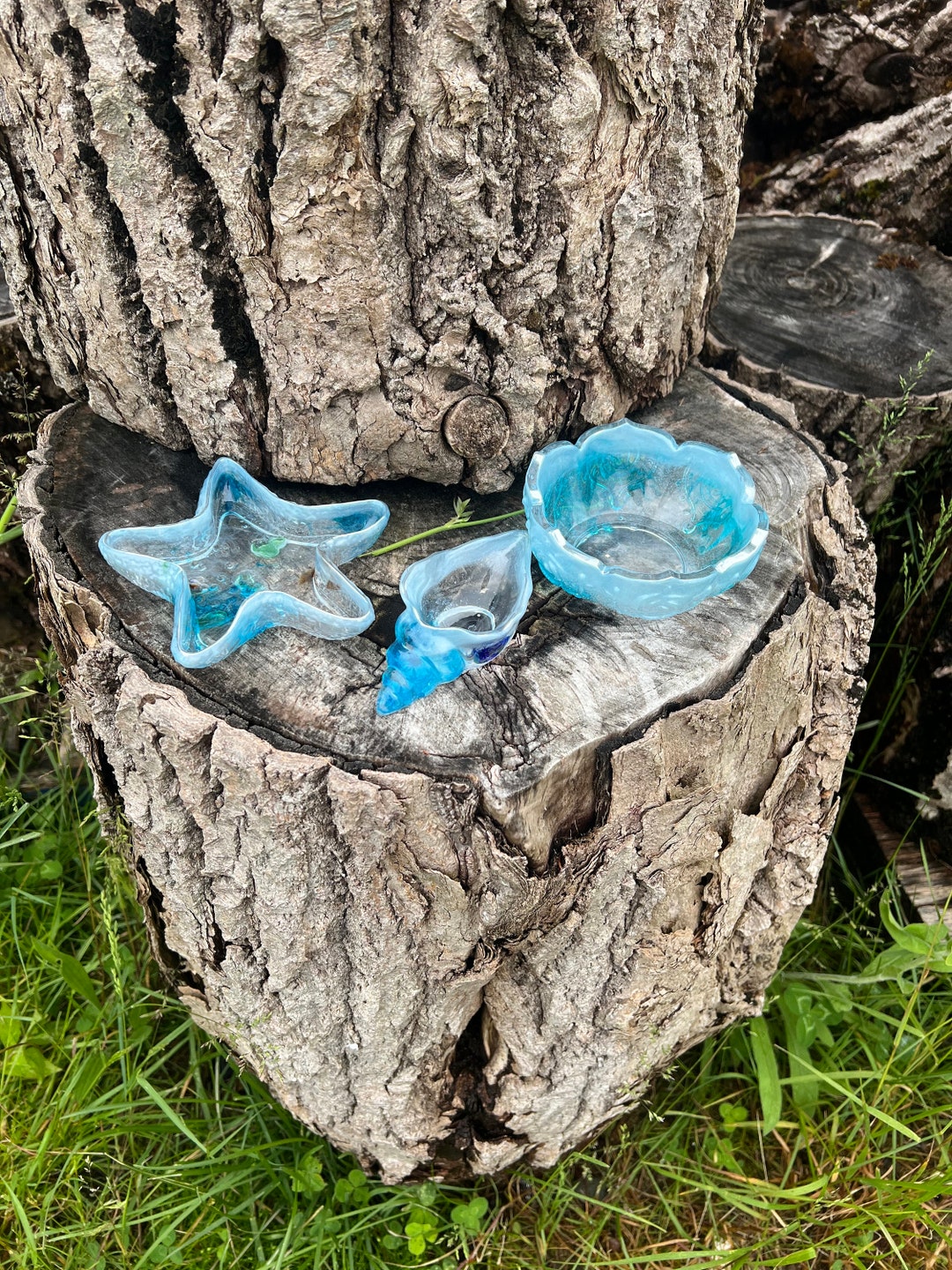 Beach Glass Resin Three Piece Set - Etsy