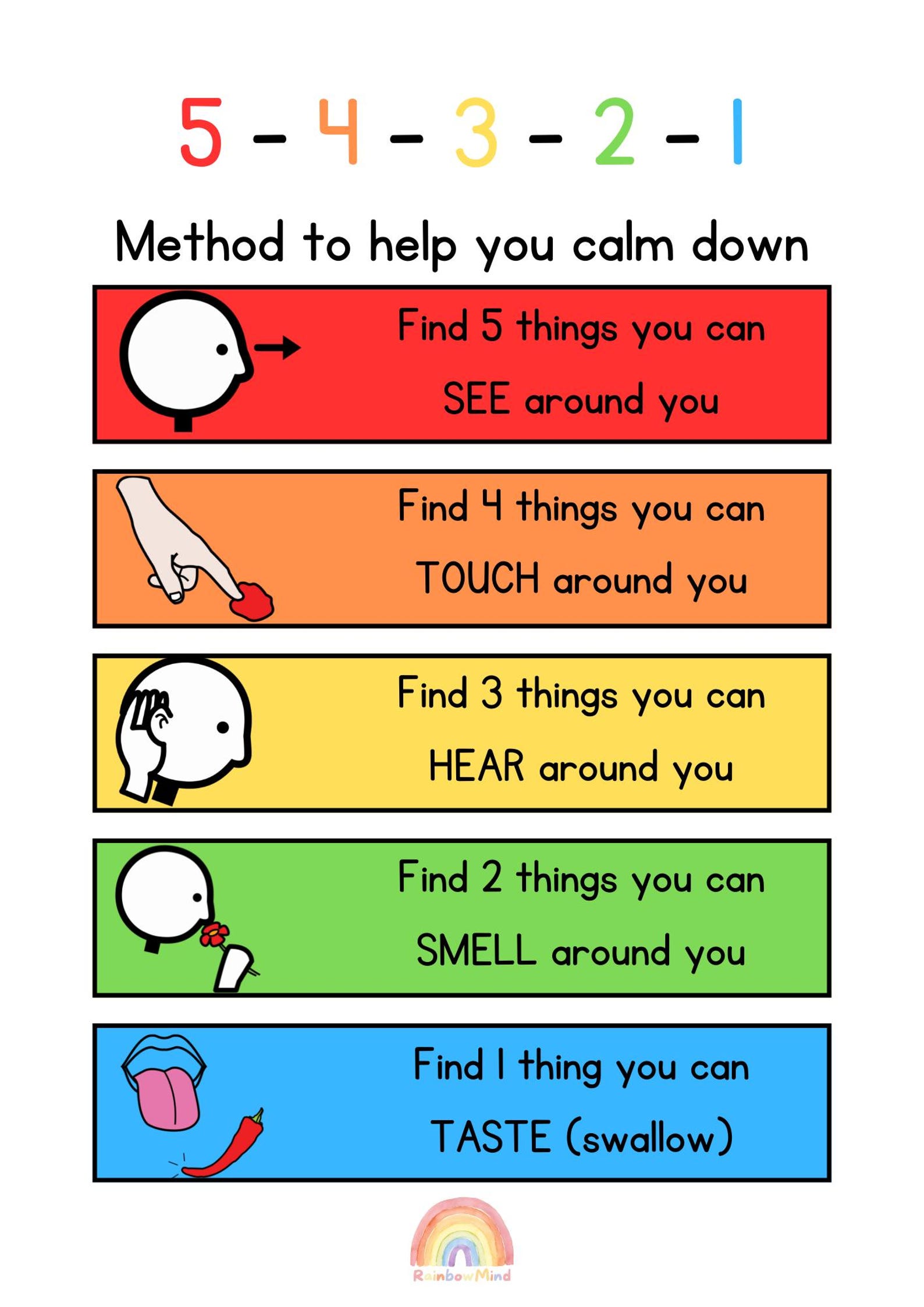 5 - 4 - 3 - 2 - 1 Calming Method - Etsy