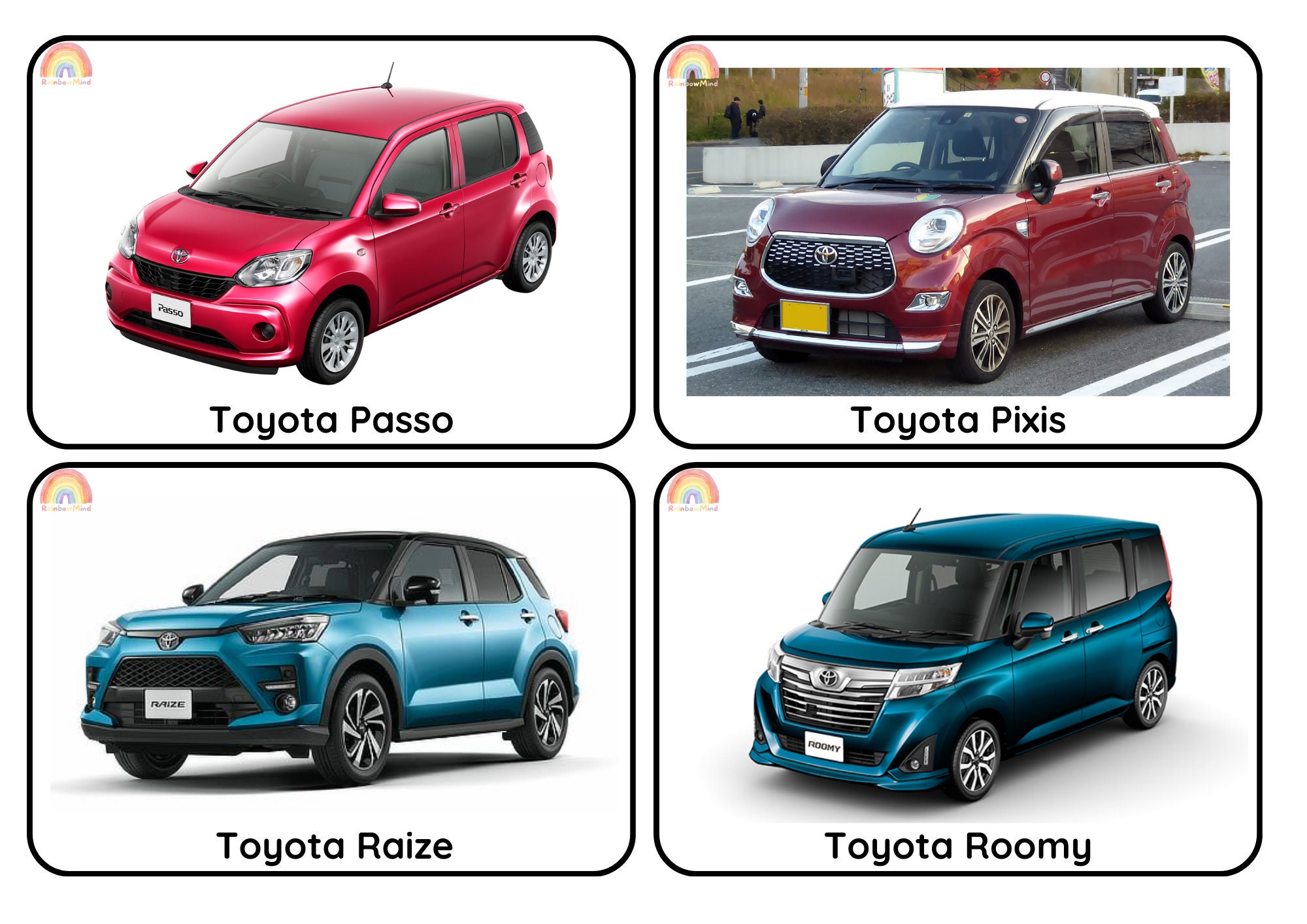 Toyota Car Models - Flashcards - Etsy