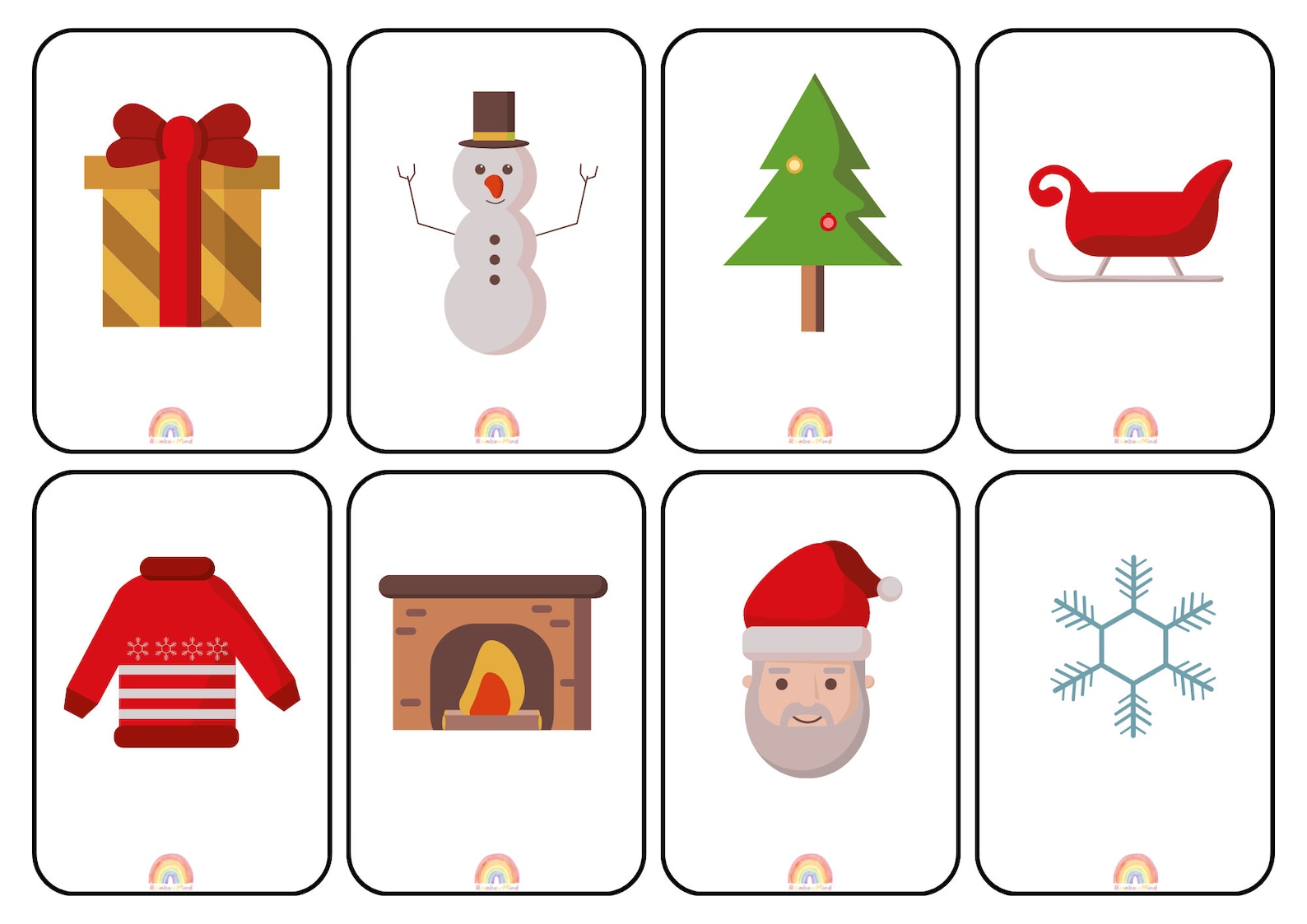 Christmas Flashcards - Holiday Learning, Festive Vocabulary - Etsy