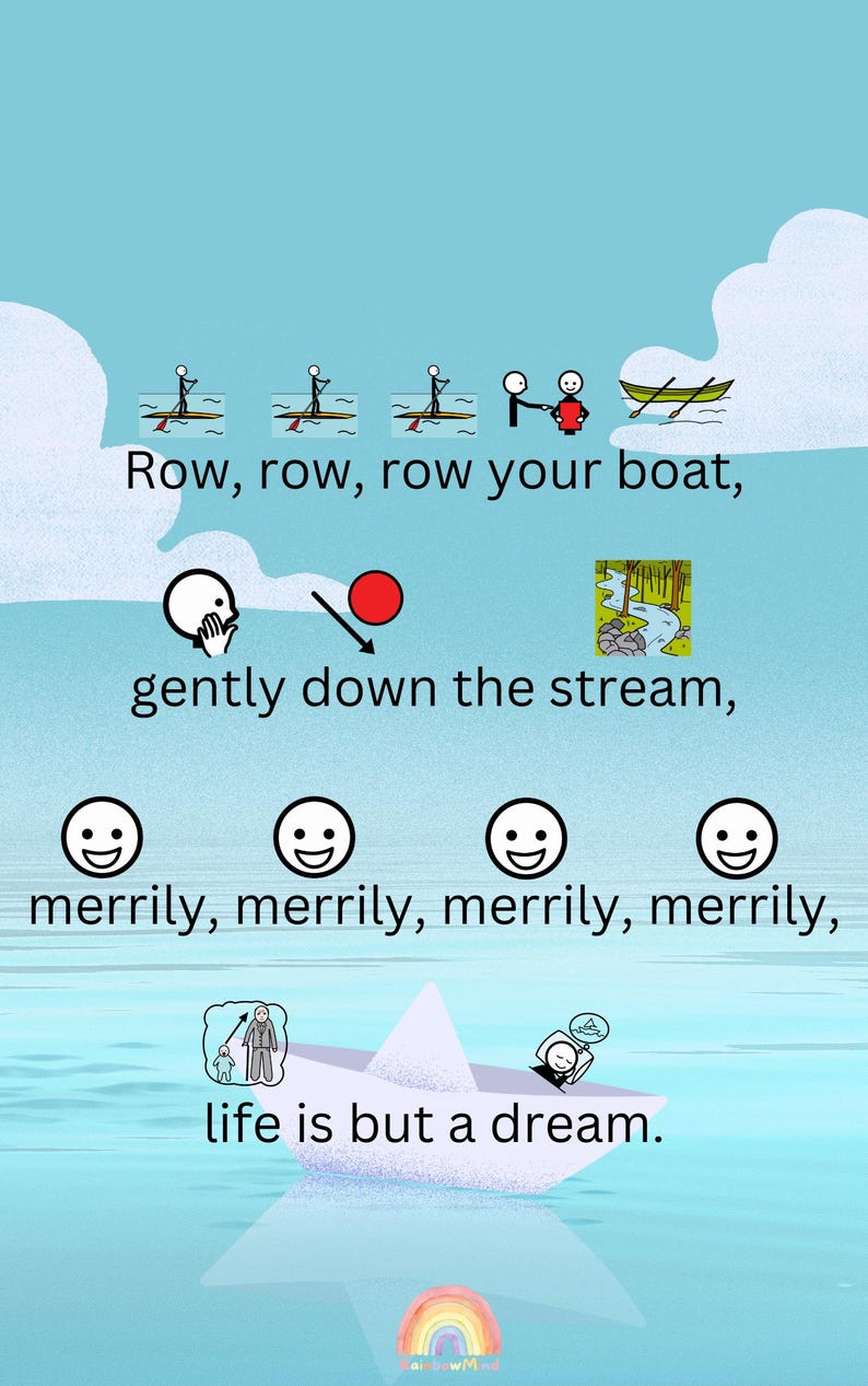 Row, Row, Row Your Boat - Nursery Rhyme With Pictures - Etsy