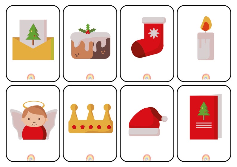 Christmas Flashcards - Holiday Learning, Festive Vocabulary - Etsy