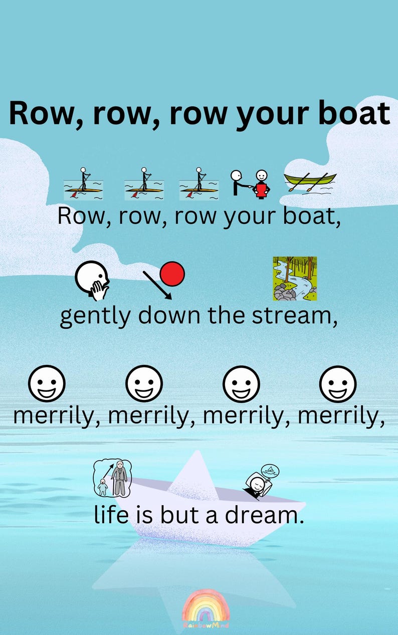 Row, Row, Row Your Boat - Nursery Rhyme With Pictures - Etsy