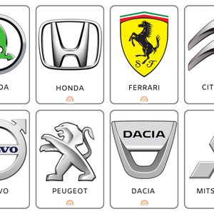 Car Brands Logos Flashcards - New and Updated (70 Logos) - Etsy