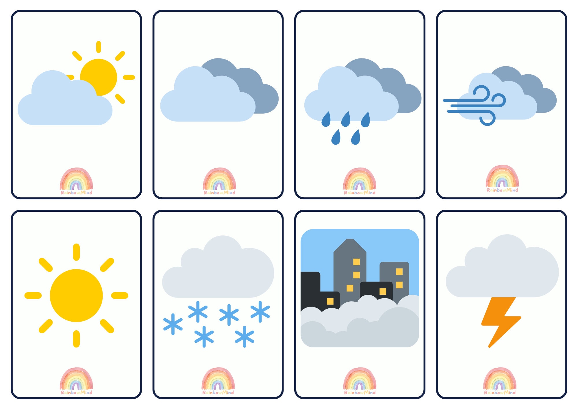 Weather Flashcards - Etsy