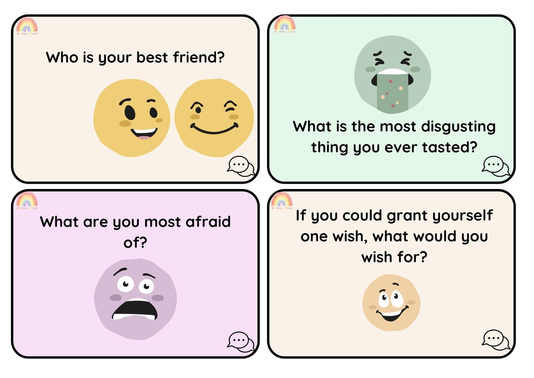 Conversation Starter Cards - Speak With Your Child or Pupil - Etsy