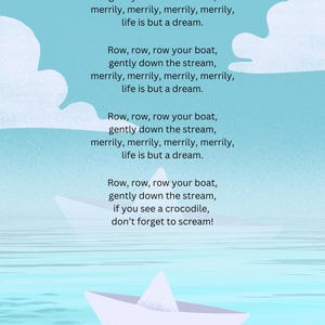 Row, Row, Row Your Boat - Nursery Rhyme With Pictures - Etsy