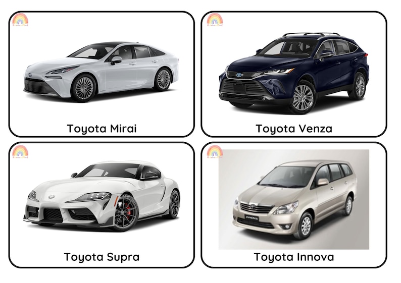 Toyota Car Models - Flashcards - Etsy