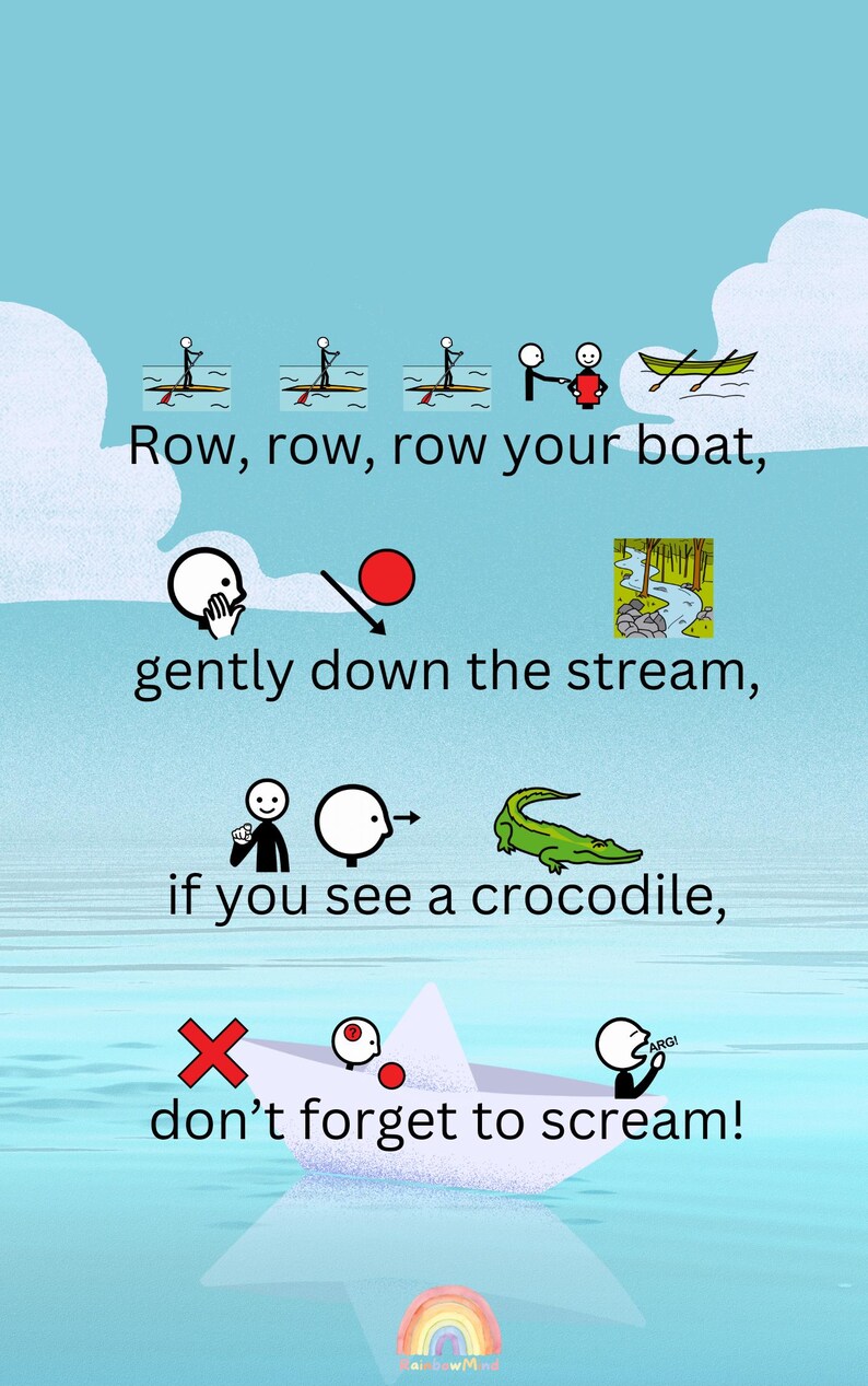 Row, Row, Row Your Boat - Nursery Rhyme With Pictures - Etsy