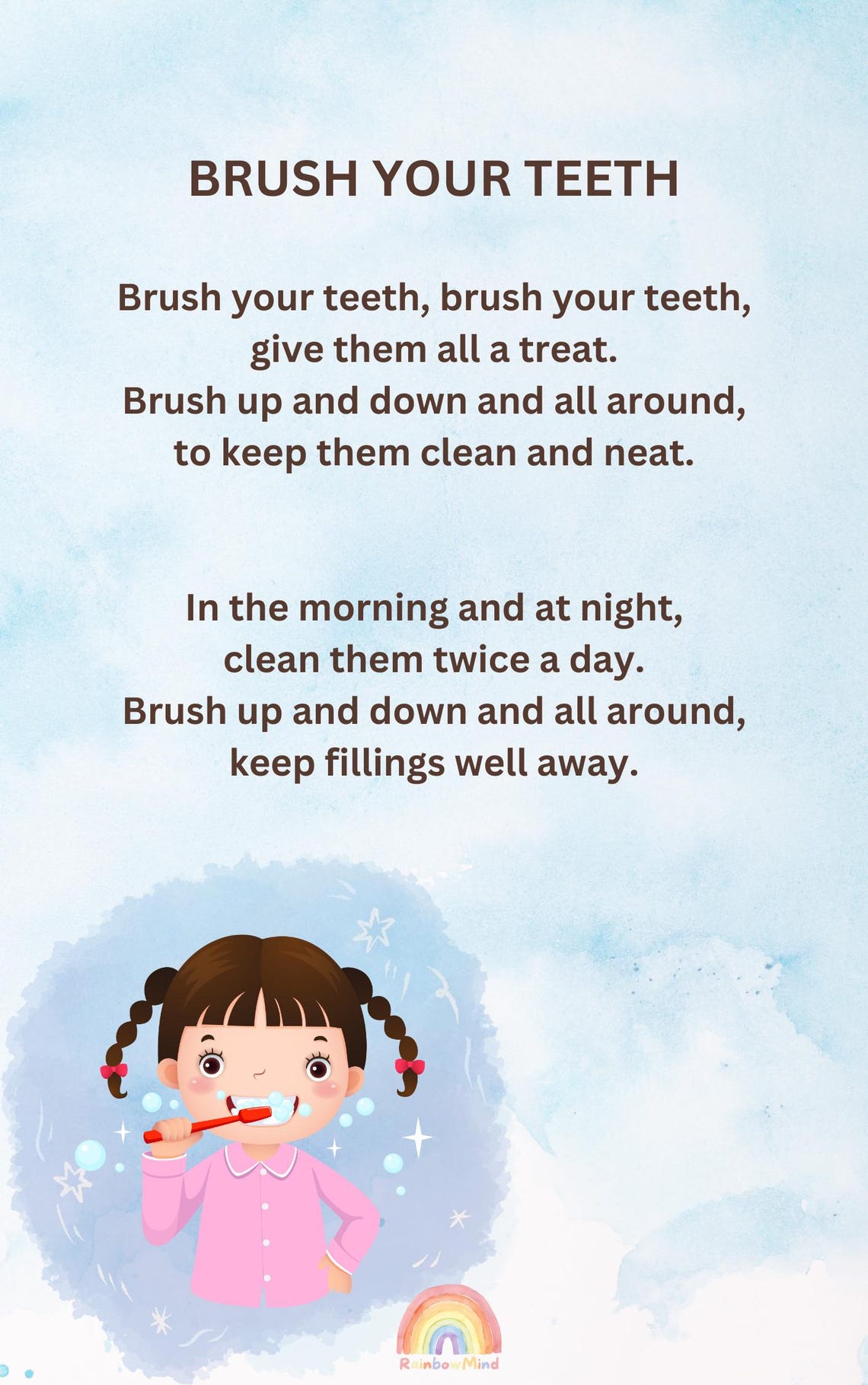 Brush Your Teeth Nursery Rhyme With Pictures - Etsy