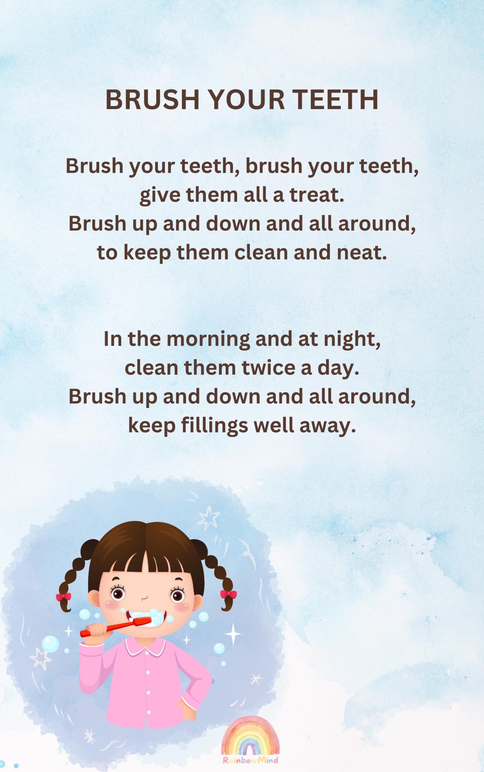 Brush Your Teeth - Nursery Rhyme With Pictures - Etsy