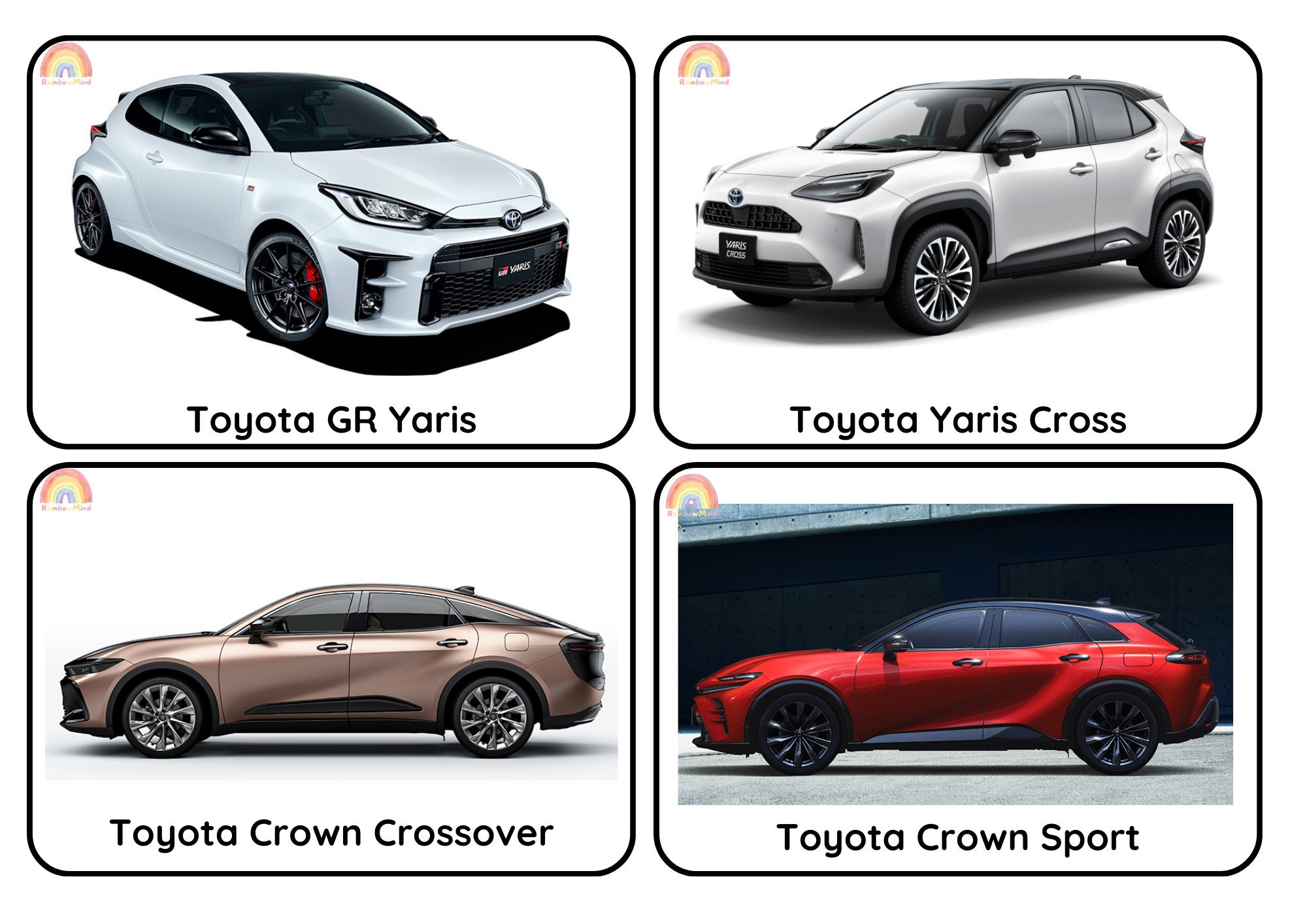 Toyota Car Models - Flashcards - Etsy