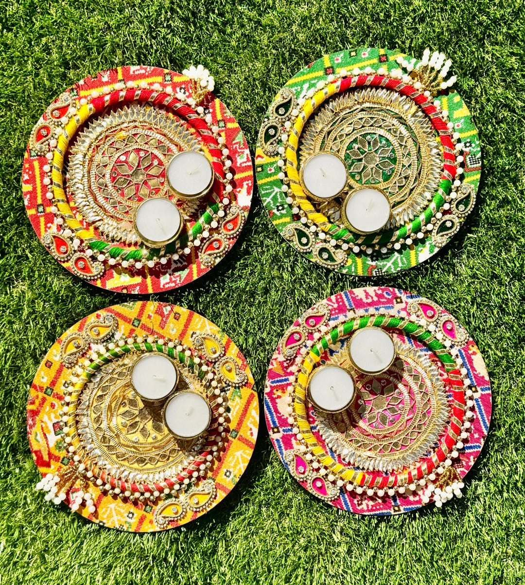 Luxury Embellished Pooja Thali for All Festivals, Suhaagan Shagan ...