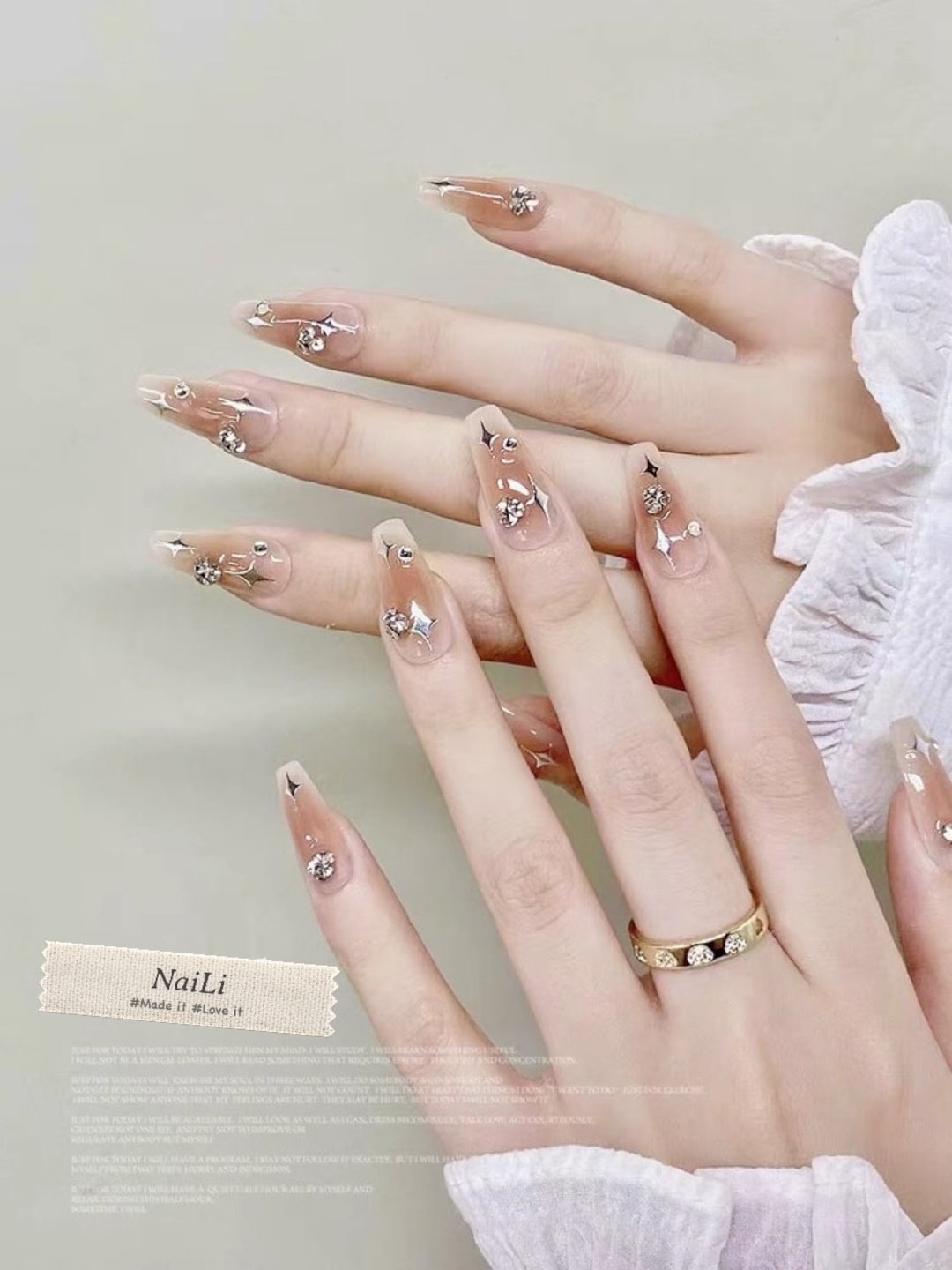 Glittering Stone Nails/pretty Gradient Press on Nails/fancy Nails/daily ...