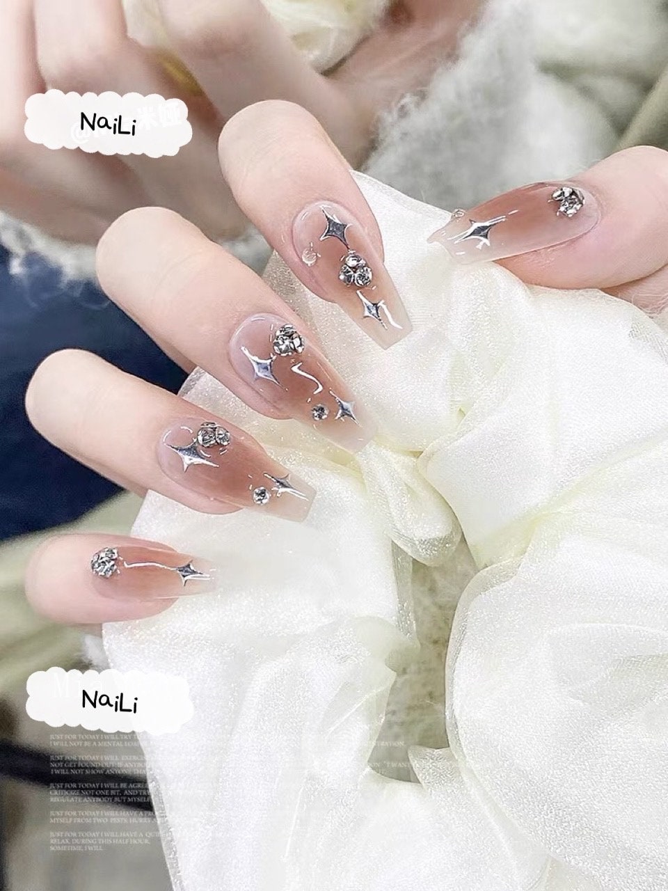 Glittering Stone Nails/pretty Gradient Press on Nails/fancy Nails/daily ...