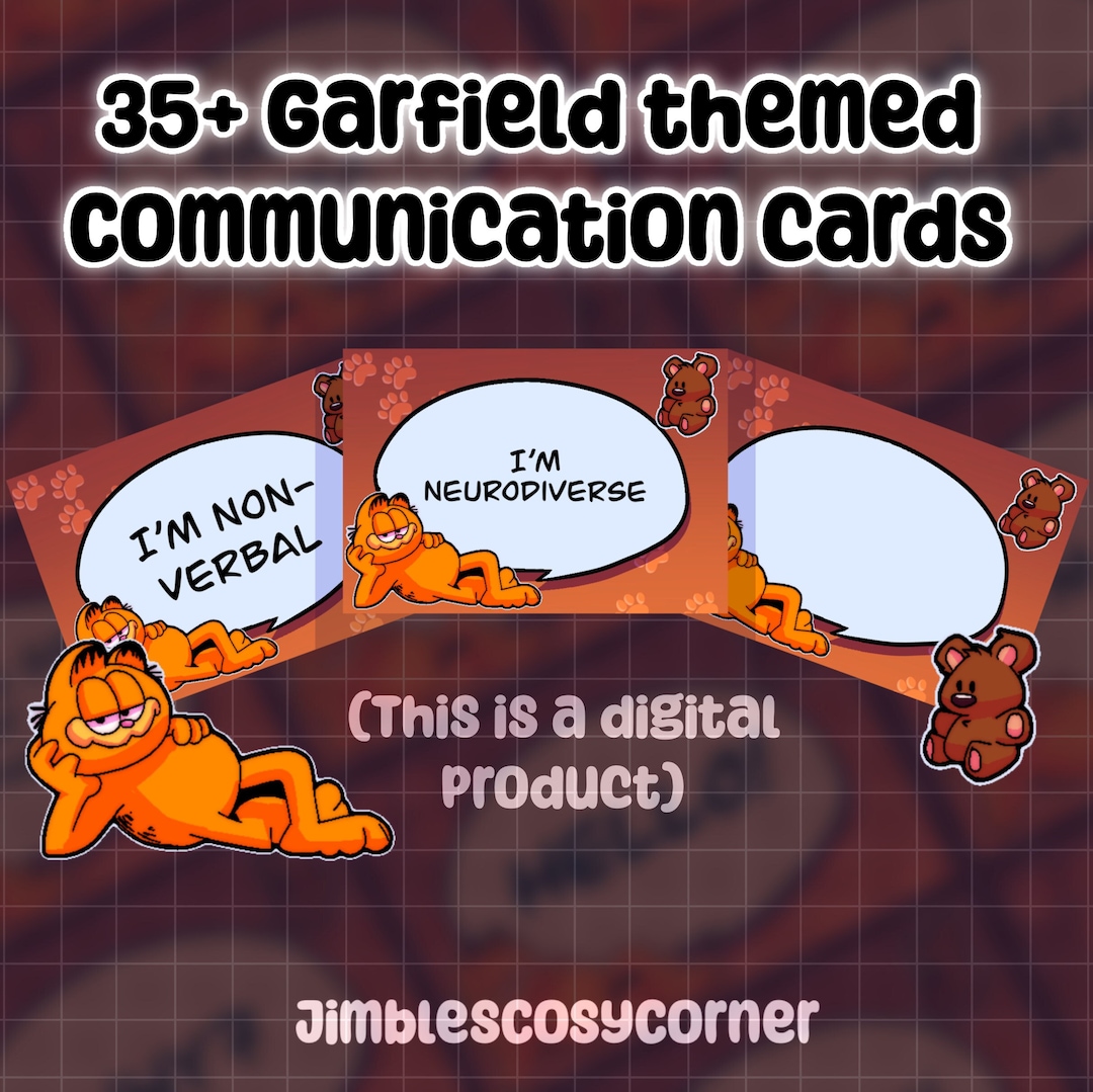 Garfield Themed Printable Communication Cards for Neurodiverse and ...